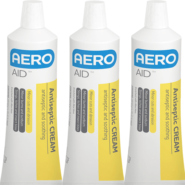 3 Pack AeroAid First Aid Antiseptic Cream Tube Minor | SuperOffice