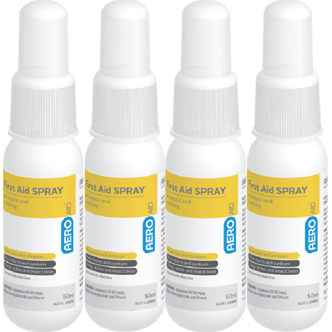 4 Pack AeroAid First Aid Antiseptic Spray Minor Cuts | SuperOffice
