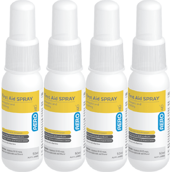 4 Pack AeroAid First Aid Antiseptic Spray Minor Cuts | SuperOffice