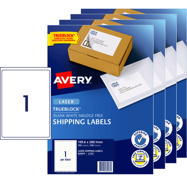 Avery 959009 L7167 Trueblock Shipping Label Laser 1Up | SuperOffice
