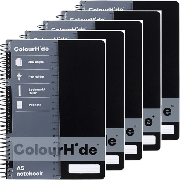 Colourhide Notebook 200 Page A5 Black | SuperOffice