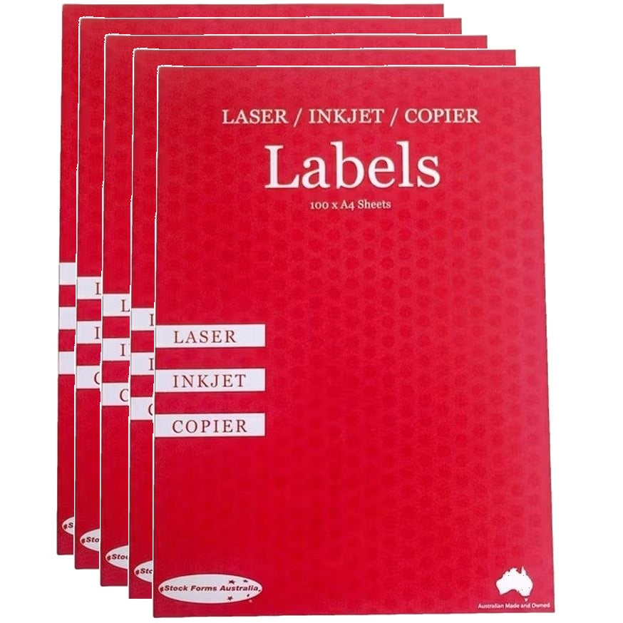 Stock Forms 4UP Inkjet Laser Labels A4 Pink 100 Sheets | SuperOffice