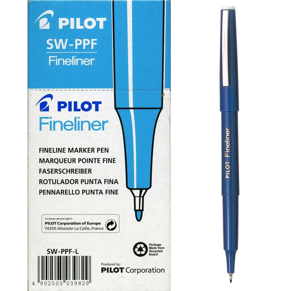 Pilot Original Fineliner Pen 0.4mm Blue Box 12 | SuperOffice