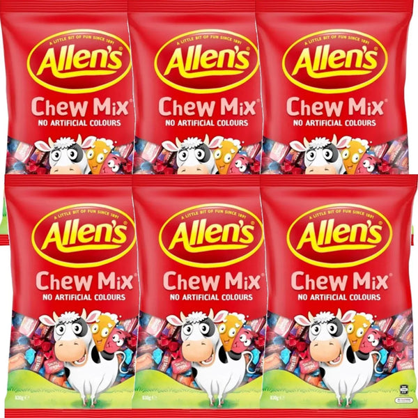 Allens Chew Mix Lollies Sherbies Milko Chews Redskins 6 Pack 830g ...