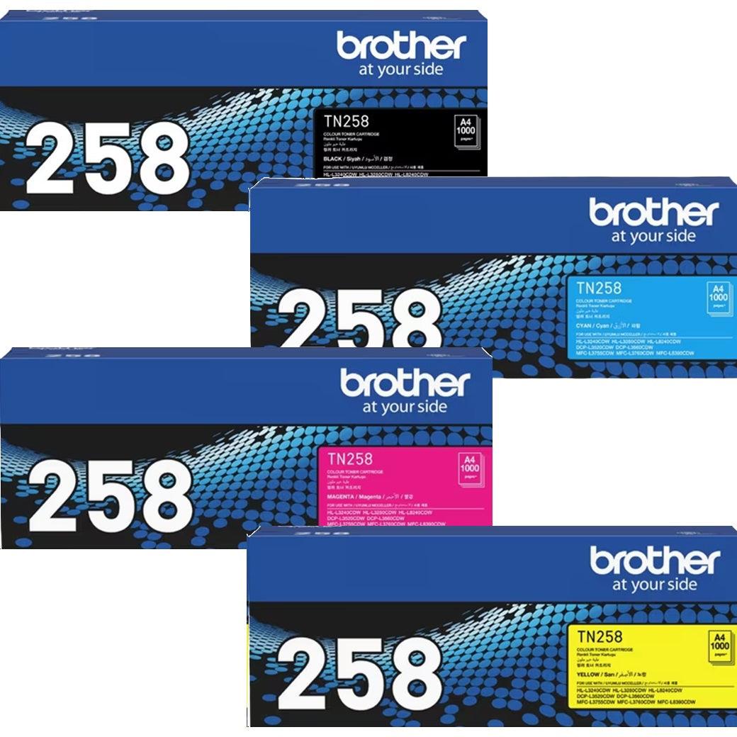 Brother TN258 Ink Toner Cartridge Set Black/Cyan/Magenta/Yellow ...