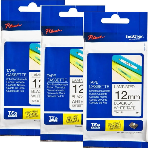 Brother Tze-231 Laminated Labelling Tape 12mm Black 3 Pack – SuperOffice