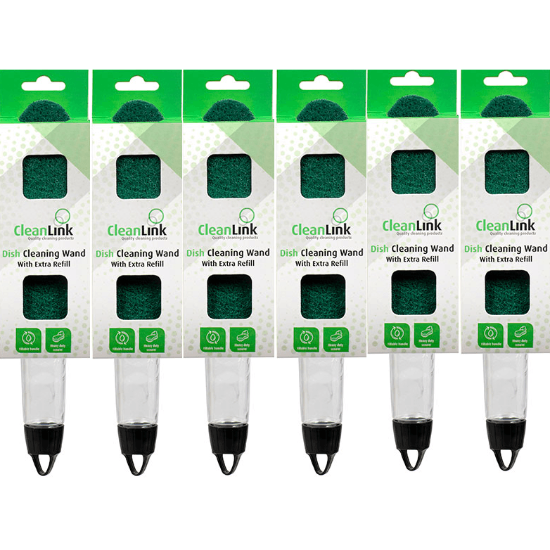 Cleanlink Dish Cleaning Wand with Extra Head 6 Pack | SuperOffice