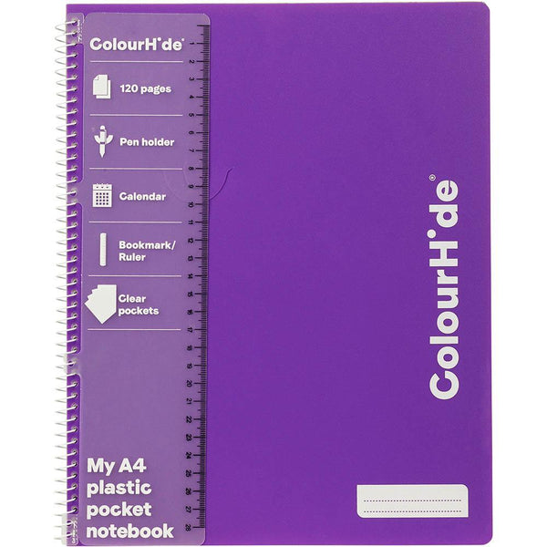 Colourhide Notebook With Pockets 120 Page A4 Purple | SuperOffice
