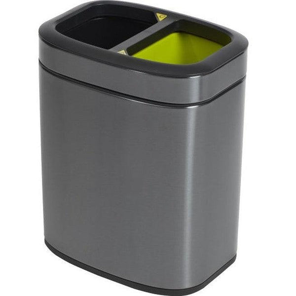 Compass Dual Titanium Recycling Rubbish Bin 10L Grey | SuperOffice