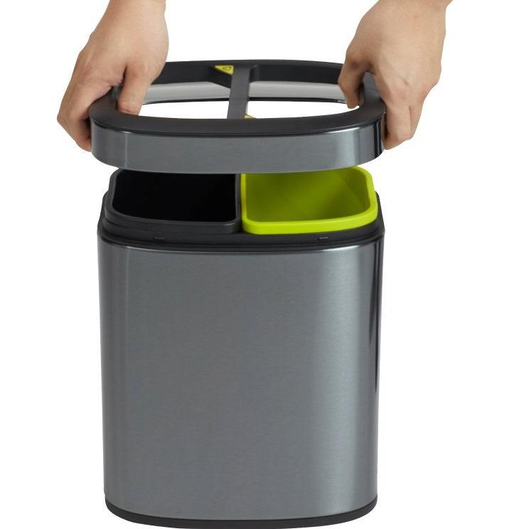 Compass Dual Titanium Recycling Rubbish Bin 10L Grey | SuperOffice