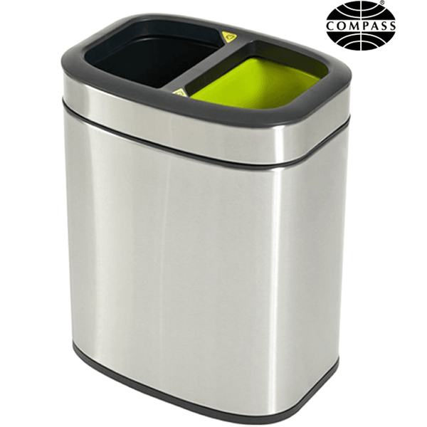 Compass Stainless Steel Waste & Recycle Bin 20 Litre | SuperOffice