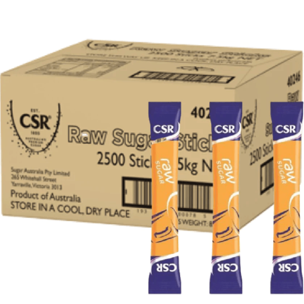 CSR Raw Sugar Sticks 3g Box 2500 Sachets Bulk | SuperOffice