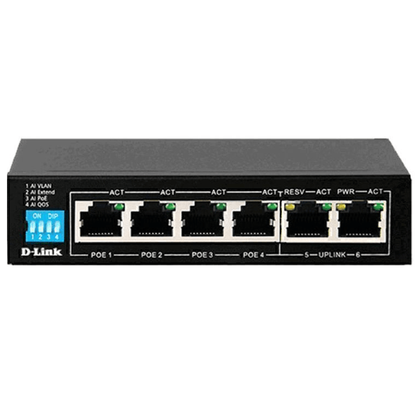 D-Link 6-Port PoE Switch with 4 Long Reach 250m PoE | SuperOffice