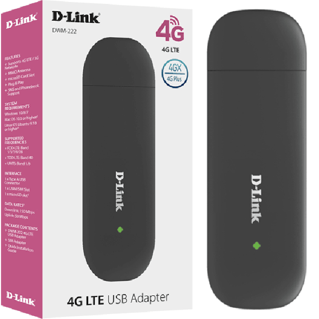 D-Link DWM-222 4G LTE Slim USB Adapter Internet Sim Card | SuperOffice