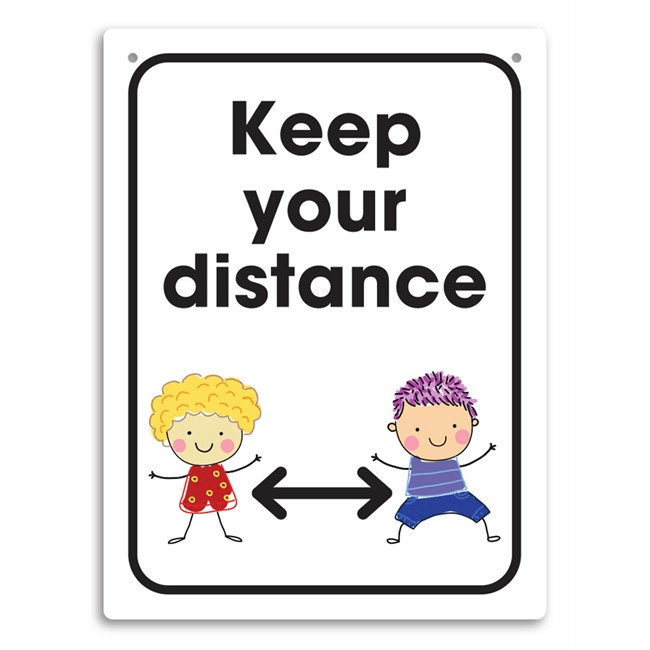 Durus Keep Your Distance Sign School Kids White|SuperOffice