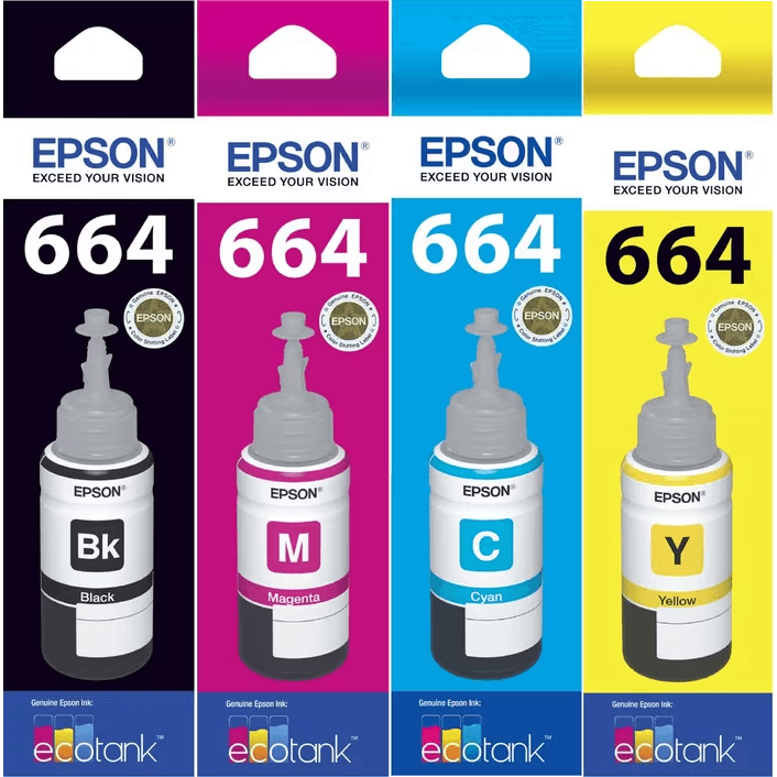 Epson T664 Ink Bottle Black/Cyan/Magenta/Yellow Set | SuperOffice