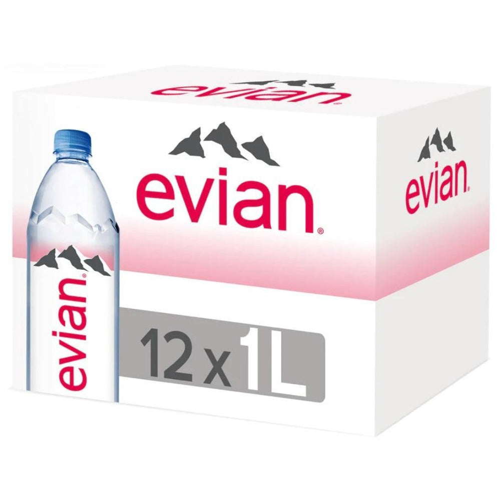 Evian Natural Mineral Water 1L Bottles Box of 12 | SuperOffice