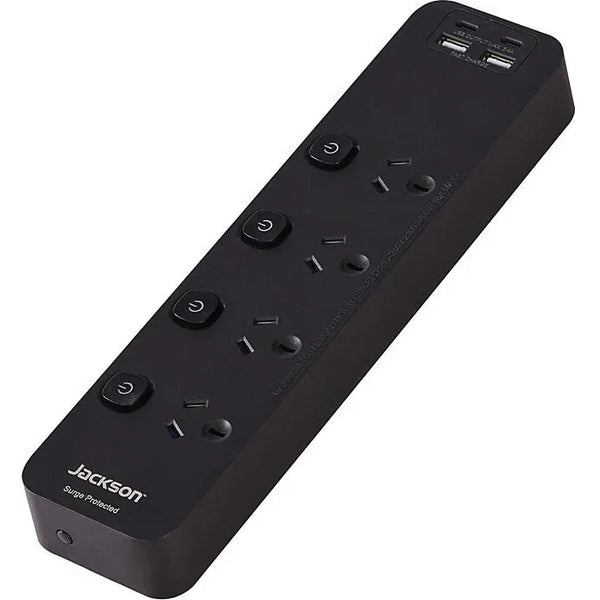 Jackson Fast Charge 4 Outlet 4 USB-C/A Powerboard Individual Switches ...