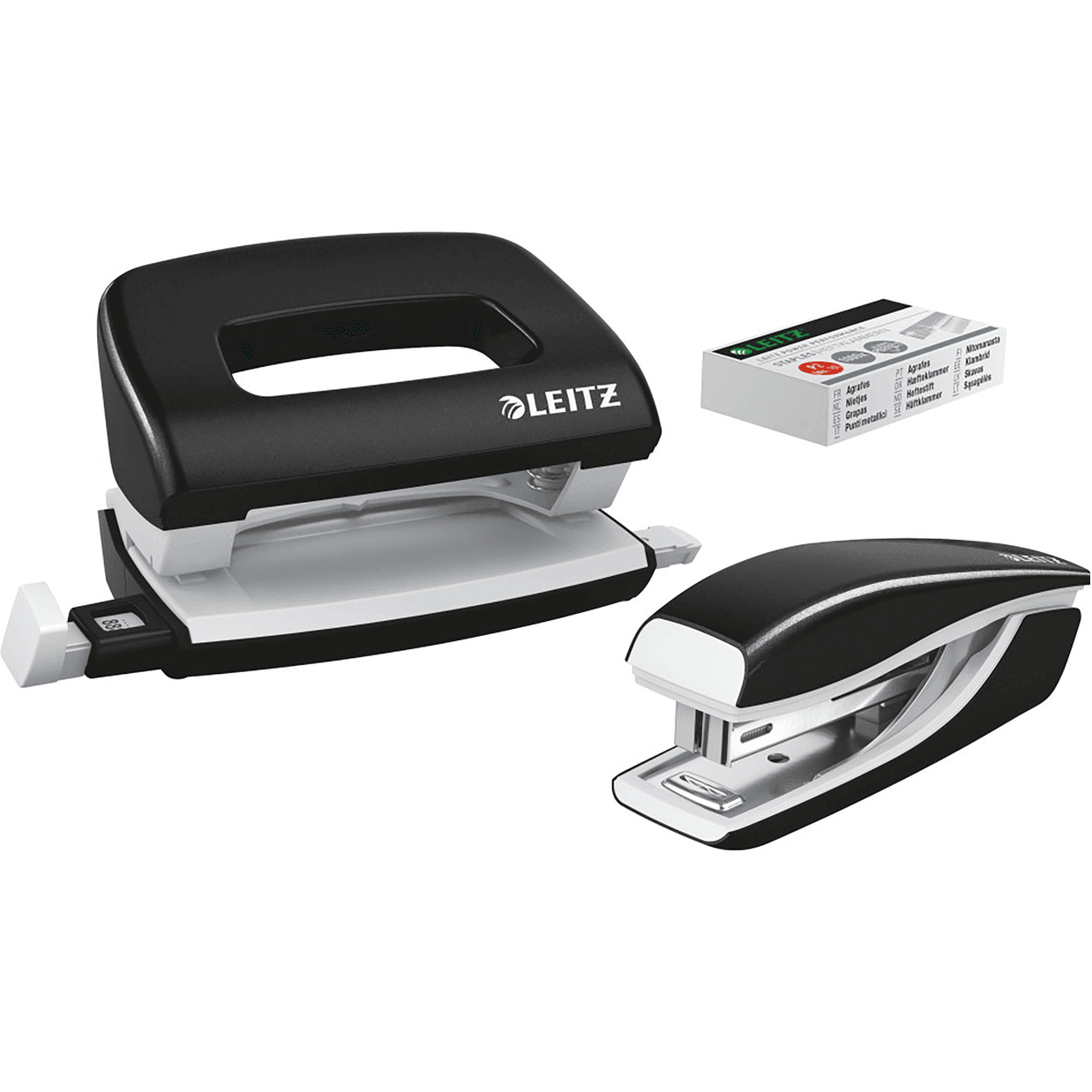 Leitz Nexxt Wow Mini Stapler And Punch Set Black | SuperOffice