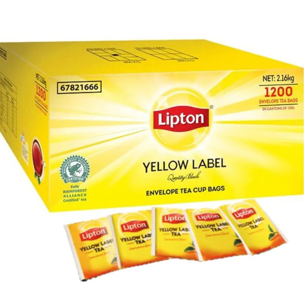 Lipton Individual Wrapped Envelope Tea Cup Bags Box 1200 Yellow Label ...