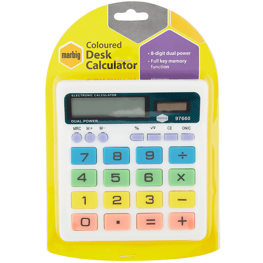 Marbig Calculator Desk Top Coloured 8 Digit Display | SuperOffice