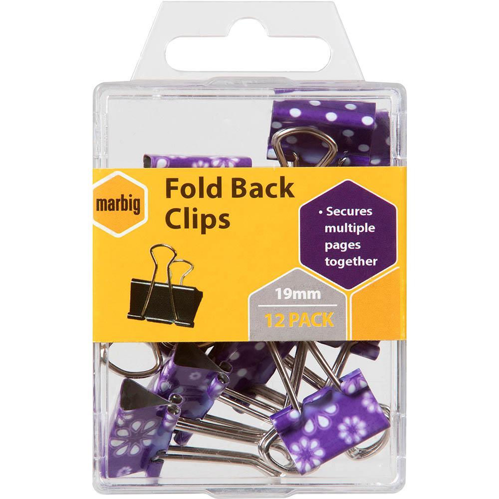 Marbig Fold Back Clip 19Mm Purple Pack 12 | SuperOffice
