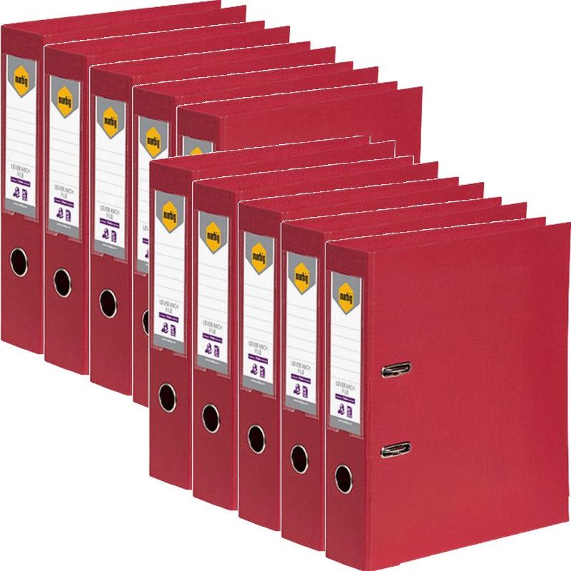 Marbig Lever Arch File Folder Foolscap 75mm Deep Red 10 | SuperOffice