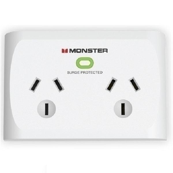 Monster Dual Socket Surge Protector White | SuperOffice