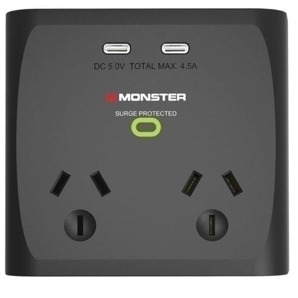 Monster Dual Socket Surge Protector Dual USB-C Ports | SuperOffice