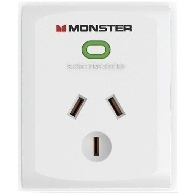 Monster Single Socket Surge Protector White | SuperOffice