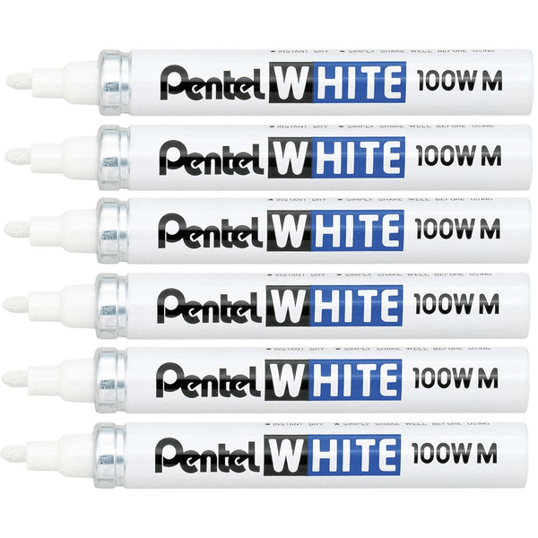Pentel 100W-M Permanent Marker Medium Bullet White | SuperOffice