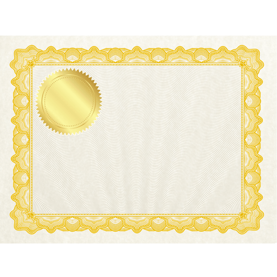 Certificate Award Parchment Paper A4 Gold 90GSM Stamps | SuperOffice