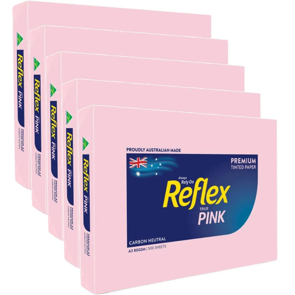 Reflex Pink 80gsm A4 Copy Paper 5 Reams 2,500 Sheets Box – SuperOffice