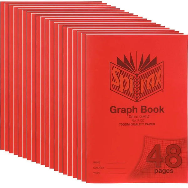 Spirax P130 Graph Book 10mm Grid 48 Page A4 Red 20 Pack | SuperOffice