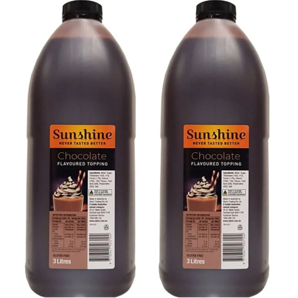 Sunshine Chocolate Topping Syrup Sauce 3L Bottle 2 Pack Bulk – SuperOffice