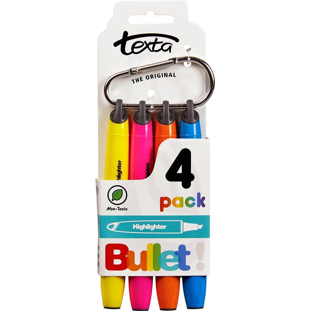 Texta Bullet Highlighter Assorted Pack 4 Wrap | SuperOffice