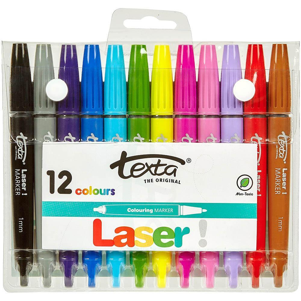 Texta Laser Colouring Markers Assorted Pack 12 | SuperOffice
