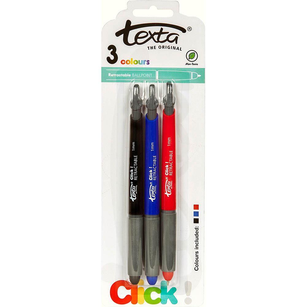 Texta Retractable Ballpoint Pen Assorted Pack 3 Hangsell | SuperOffice