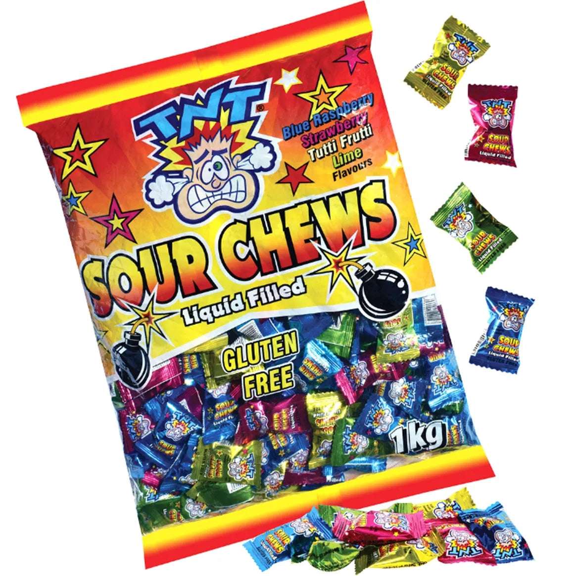 TNT Sour Chews Lollies Candy Liquid Filled 1kg Bag | SuperOffice