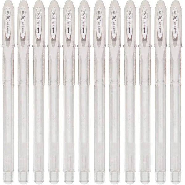 Uni-Ball UM120 Signo Gel Ink Rollerball Pens 0.7mm White Box 12 ...